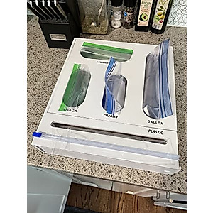 White Bamboo Plastic Bag & Food Wrap Organizer compatible with Ziploc Bags (Gallon, Quarter, Half-Gallon and Snack Sized), Saran Wrap, Tin Foil Organizer and Food Wrap Organizer