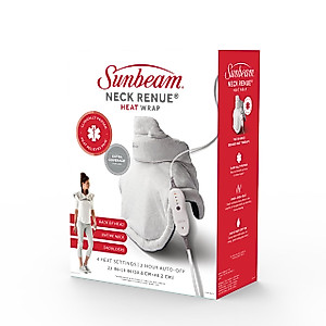 Sunbeam Contoured Heating Pad for Neck & Shoulder Pain Relief with Auto Shut Off, Moist Heating Option, 22 x 19, Grey
