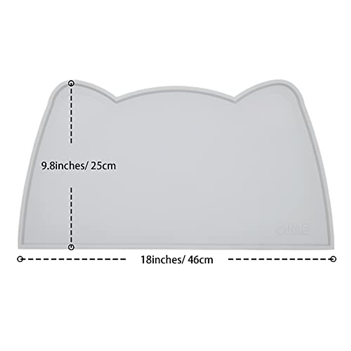 OHMO - Cat Food Mat, Silicone Pet Feeding Mat for Floor Non-Skid Waterproof Dog Water Bowl Tray, Easy to Clean Pet Placemat (Ash, 18 * 9.8&#039;&#039;)