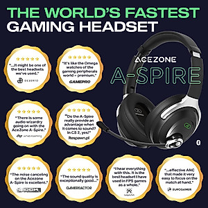ACEZONE A-Spire - ANC Gaming Headset - Active Noise Cancellation - Noise Cancelling Flip-to-Mute Microphone - Mobile App - Lightweight - Windows PC - PS4 - PS5 - Xbox - Switch - Android - iOS - Mac