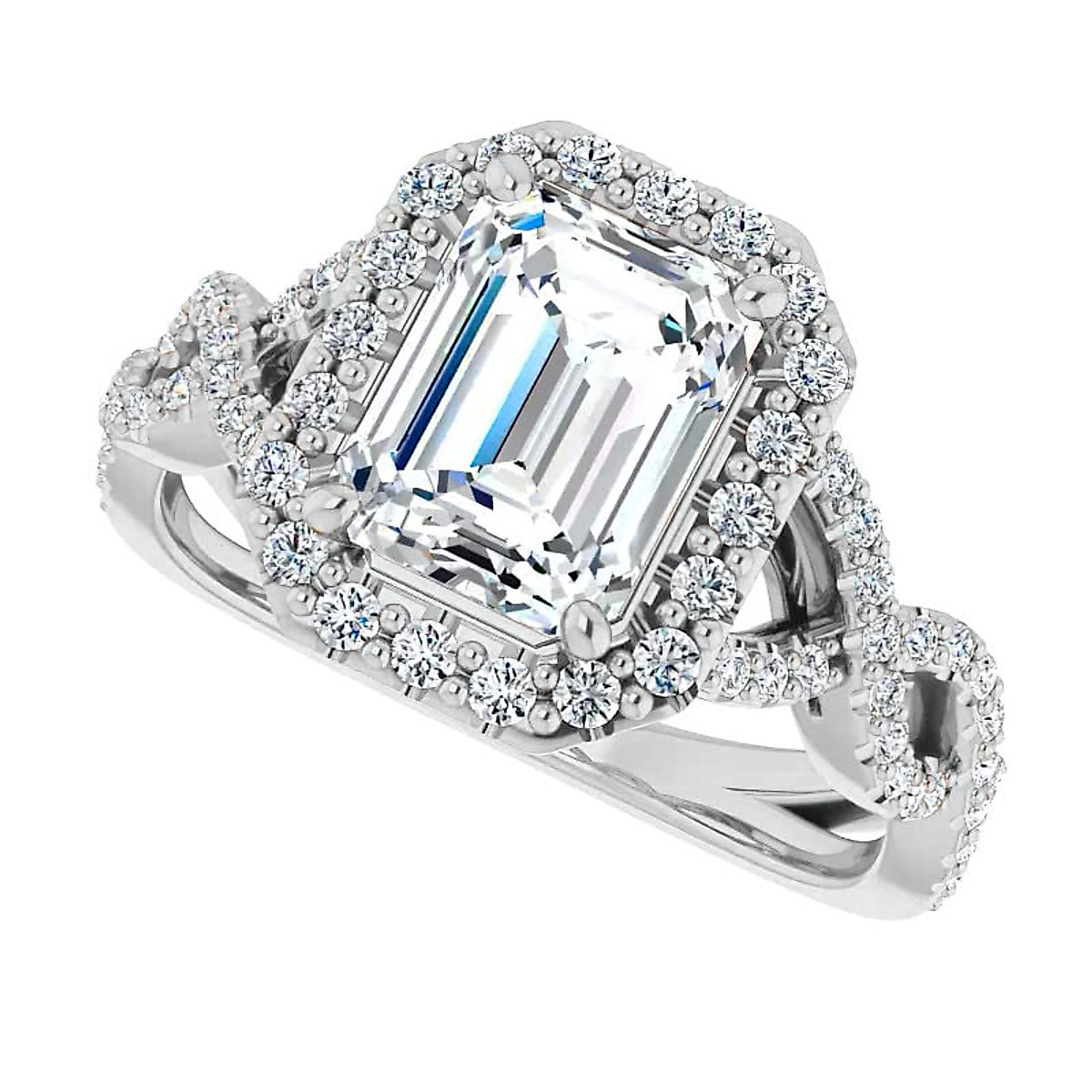 2 CT Emerald Colorless Moissanite Engagement Ring Set for Womens/Her, Wedding Bridal Ring Set,Eternity Sterling Silver Solid Diamond Solitaire Prong Anniversary Promise Gift for Ring (8)