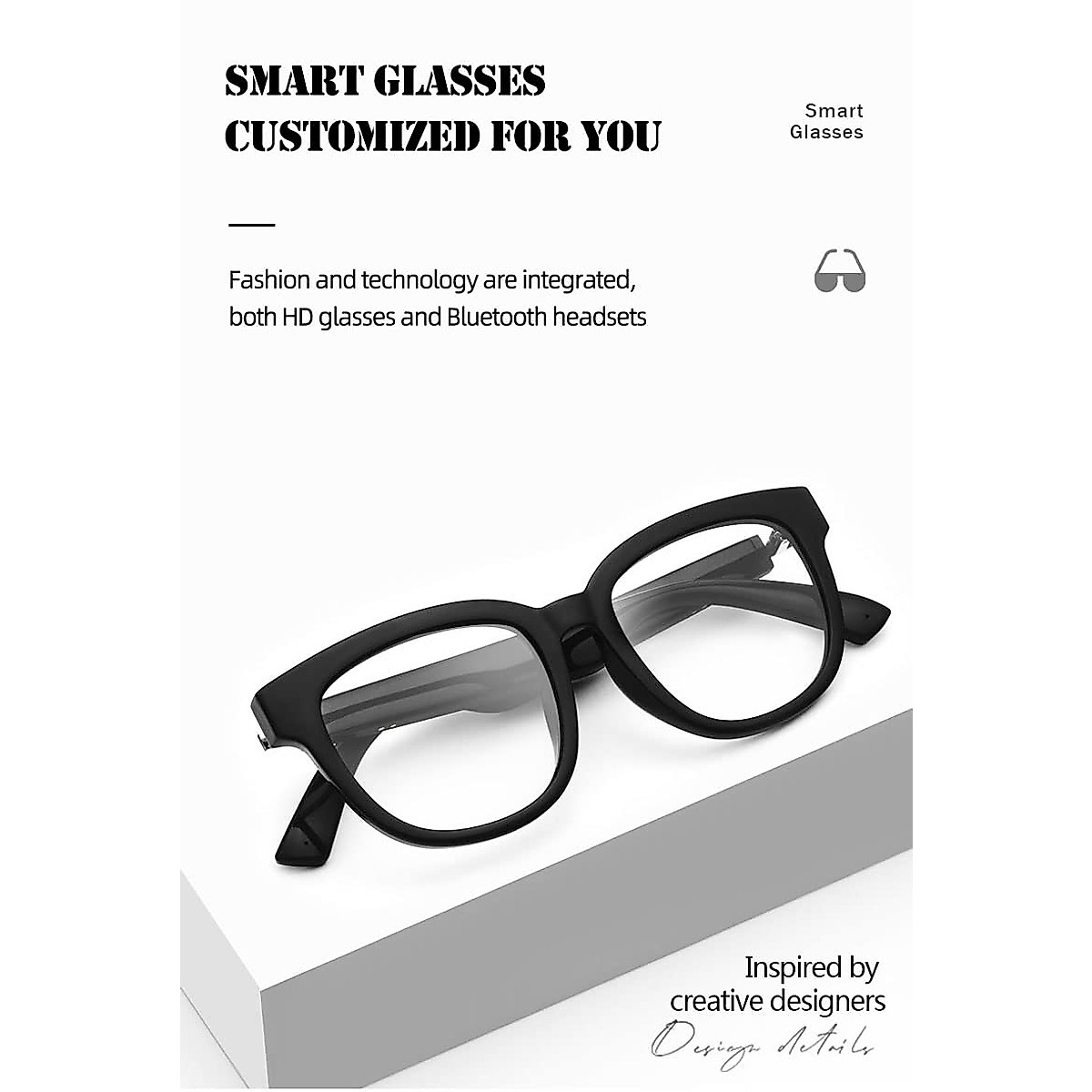 Smart Music Call Glasses Waterproof and Dustproof Anti -Blue Light Navigation Intelligent Voice Siri Awakening Sunglasses ABS Frame Personalized Headset (Round-Sunglasses)