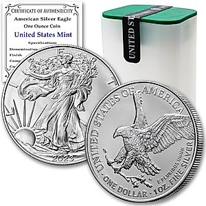 2023 Lot of (20) 1 oz American Eagle Silver Bullion Coins Brilliant Uncirculated in Original United States Tube and Certificates of Authenticity $1 BU