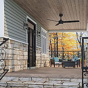 Prominence Home Journal, 52 Inch Contemporary Indoor Outdoor Ceiling Fan with No Light, Pull Chain, Dual Mounting Options, Dual Finish Blades, Reversible Motor - 51466-01 (Matte Black)