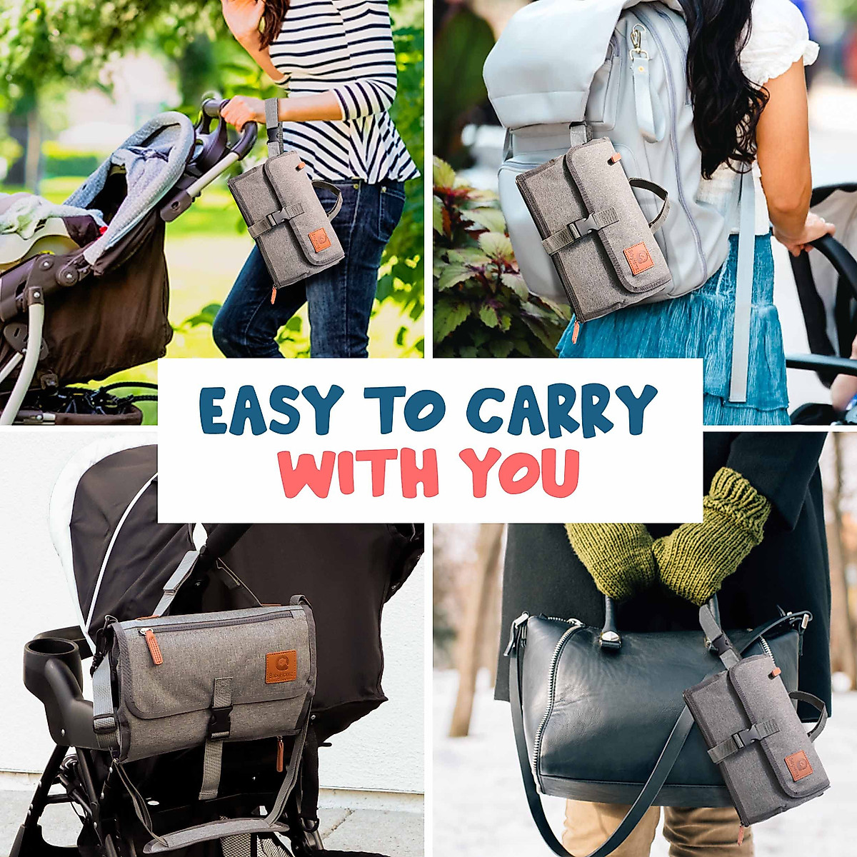 Portable Diaper Changing Pad for Diaper Bag, Waterproof Baby Changing Pad, Portable Changing Pad for Baby with Smart Wipes Pocket - Lightweight Travel Changing Pad On The Go - Baby Pad - Baby Gift