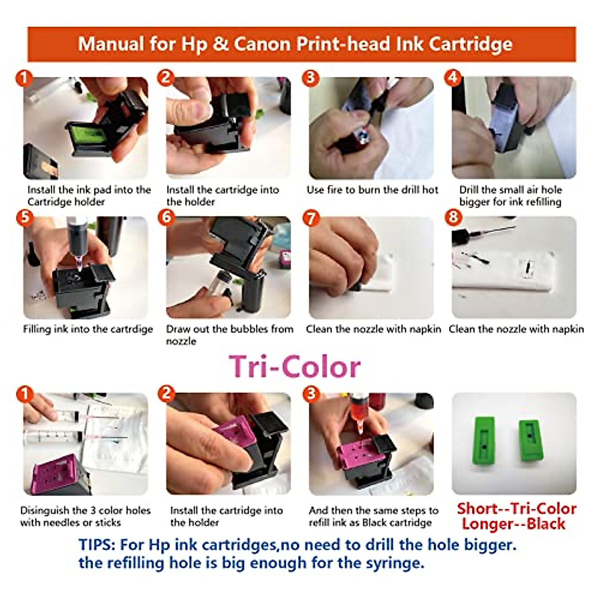 HEMEINY 5 Bottles Ink and Ink Refill Kits Compatible with Canon Ink Cartridges PG-275 CL-276 PG-275XL CL-276XL 275XL 276XLSeries