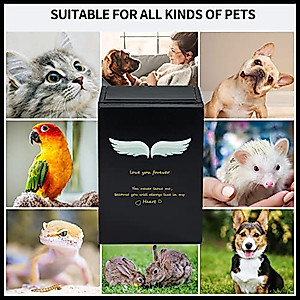 Montessori & Handmade Pet Dog Urns for Ashes, Dog or Cat Memorial Urns for Ashes, Wooden Pet Cremation Box with Picture Frame, Paw Print Making Kit Included, 4" x 6" Photo Insert (Black)