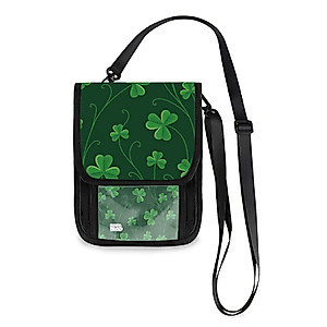 Women Small Crossbody Bag Green Clover for Cellphone Purse Wallet with Card Slots Removable Strap(6vb8a)