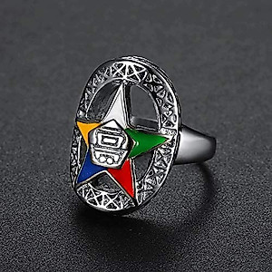 Nattaphol Silver Order of The Eastern Star Rings for Women Ladies Party Band Ring Masonic Jewelry for Women OES Rings (6)