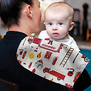 Baby Milano Personalized Firefighter Character Burp Cloth - Fleece w/Name or Text