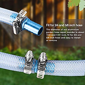 6 Pieces 5/8 Inch Garden Hose Repair Kits Aluminium Water Hose Mender Garden Hose Connectors with 12 Pieces Stainless Steel Clamps (Bright Color)