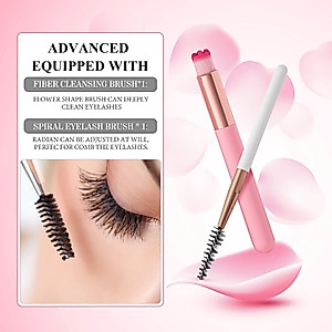 Eyelash Extension Cleanser 60ml +Mascara Wand+ Brush Eyelid Foaming Cleanser,Eyelash Wash and Lash Bath for Extensions,Paraben & Sulfate Free,Makeup Remover,Salon and Home use（60ml/2fl.oz）