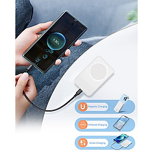 Miady Magnetic Wireless Portable Charger 5000mAh, USB C PD 20W Fast Charging Power Bank, Magnetic Battery Compatible with iPhone 14, 14 Pro, 14 Pro Max/13, 13 Pro, 13 Pro Max