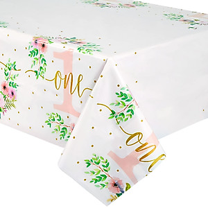 145-Piece Baby Girl's 1st Birthday Party Decorations, Floral Little Miss Onederful Dinnerware with Tablecloth (Serves 24)