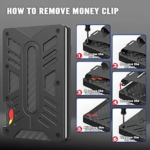 Elilier Minimalist Wallet for Men, Unisex Adults, RFID Protected, Carbon Fiber & Aluminum, Slim, Black with Clear ID Badge Holder