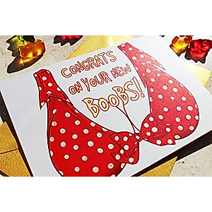 Congrats on Your New Boobs Handmade Card, Congratulations Pregnancy Gift, Breast Implants Surgery Card