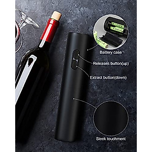 SENZER Electric Wine Opener Battery Operated Bottle Openers Reusable Wine Corkscrew for Kitchen Home Bar Restaurant - Black
