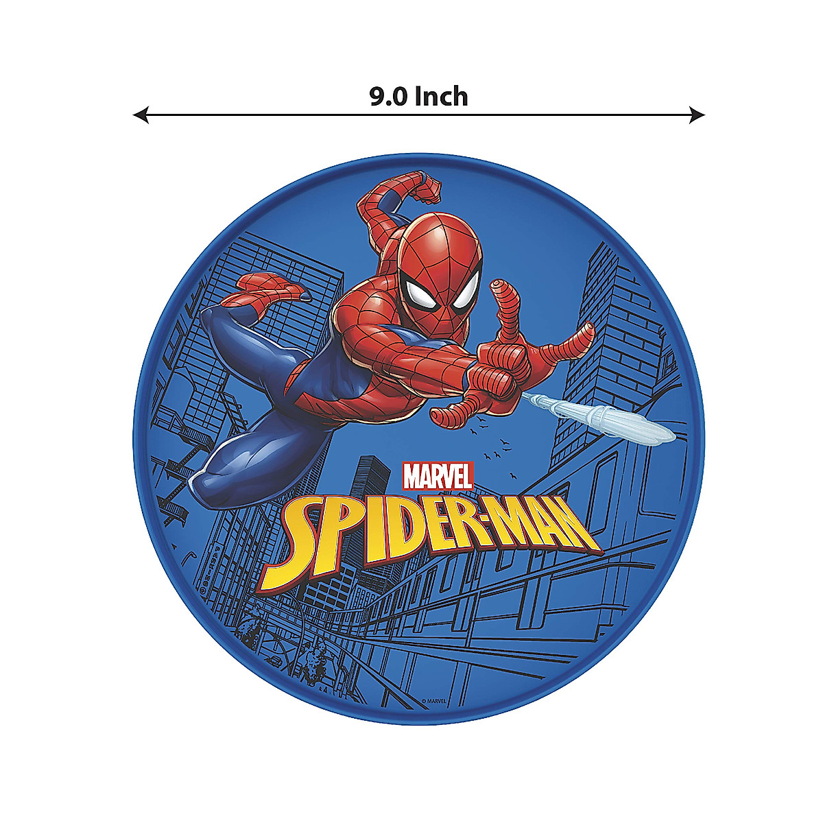 Zak Designs Marvel Spider Man Double-Sided Embossed Texture and 3 Sections Durable Material is BPA Free and Perfect for Kids (9", Set of 2), 9 inches, SpiderMan Classic PP Flip-It Plate 2pc (SPCE-1390)