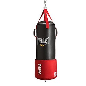 Everlast Omnistrike MMA 80 Pound Gym Boxing Punching Heavy Bag with Heavy Duty Nylon Straps and Double End Loop, Black