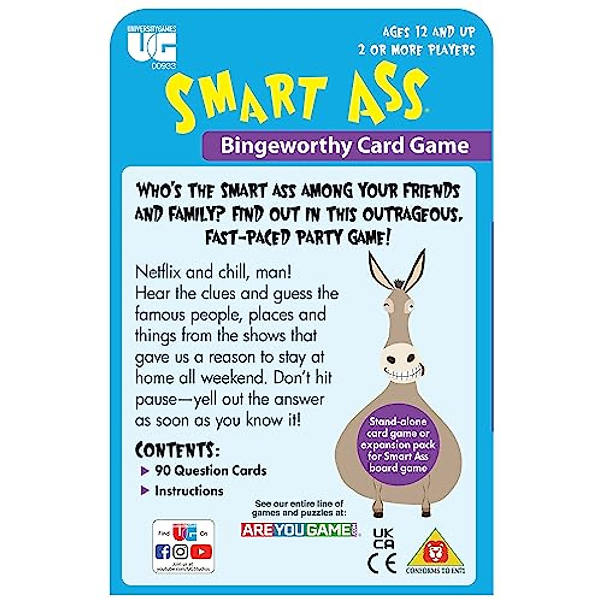 University Games | Smart Ass Bingeworthy Tuck Box Card Game, Perfect for Game Night on The Go for 2 or More Players Ages 12 and Up