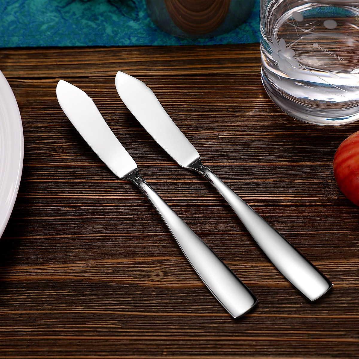 KEAWELL Premium 4-Piece 7" Louis Butter Knives, 18/10 Stainless Steel, Dishwasher Safe