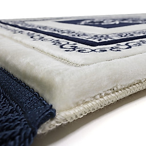 Modefa Luxury Foam Prayer Rug | Padded Cushion Janamaz Sajjada | One Inch Thick Soft Velvet Islamic Namaz Sajadah Carpet (Blue)