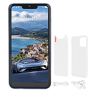 Zyyini IP13 Pro Max Unlocked Cell Phone, 6.1inch HD Display, 32GB, Dual SIM Card, Factory Smartphone with Face Recognition, for Android 6, 2800mah Long Standby, Headset, Phone Case(Light Blue)