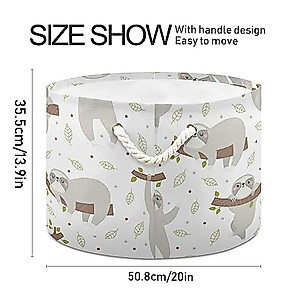 Kigai Sloth Cotton Rope Basket Large Round Baby Laundry Basket Toy Blanket Books Storage Bin for Bedroom Bathroom Nursery Home Decor