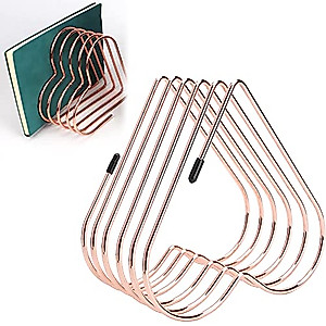 Watris Veiyi Files Folder Stand, Desktop Iron Storage Rack, Book Record Holder, Desktop Album Storage Rack, Vinyl Record Stand Holder, 5 Slot Heart Shaped File Holder for Office Home Decor(Rose Gold)