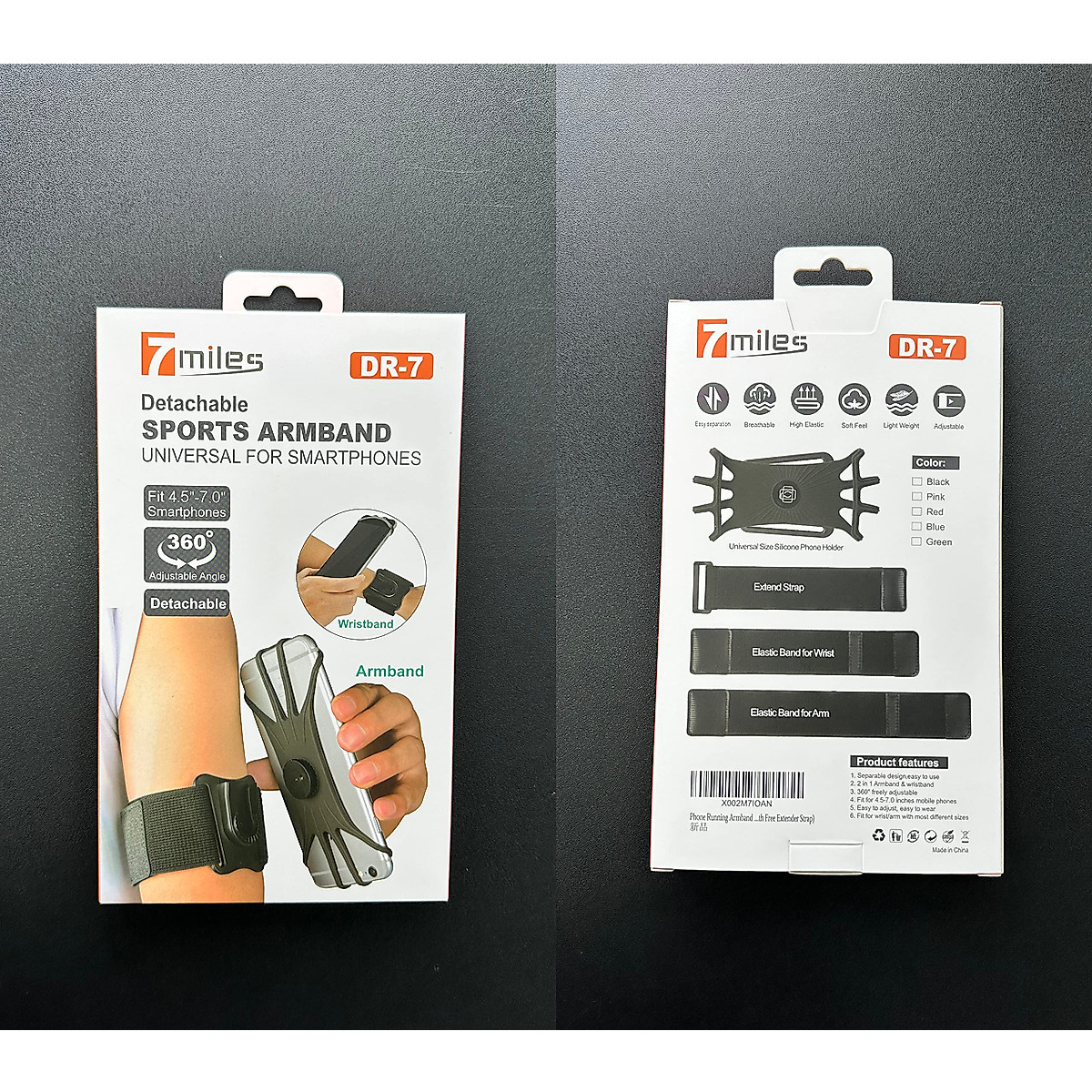 Phone Running Armband Phone Holder, 2 in 1 Arm Band Wrist Band for All iPhone All Samsung Phone All Huawei All Google Xiaomi LG (Black, fits for 4.0'' - 7.0'' Smartphone, with Free Extender Strap)