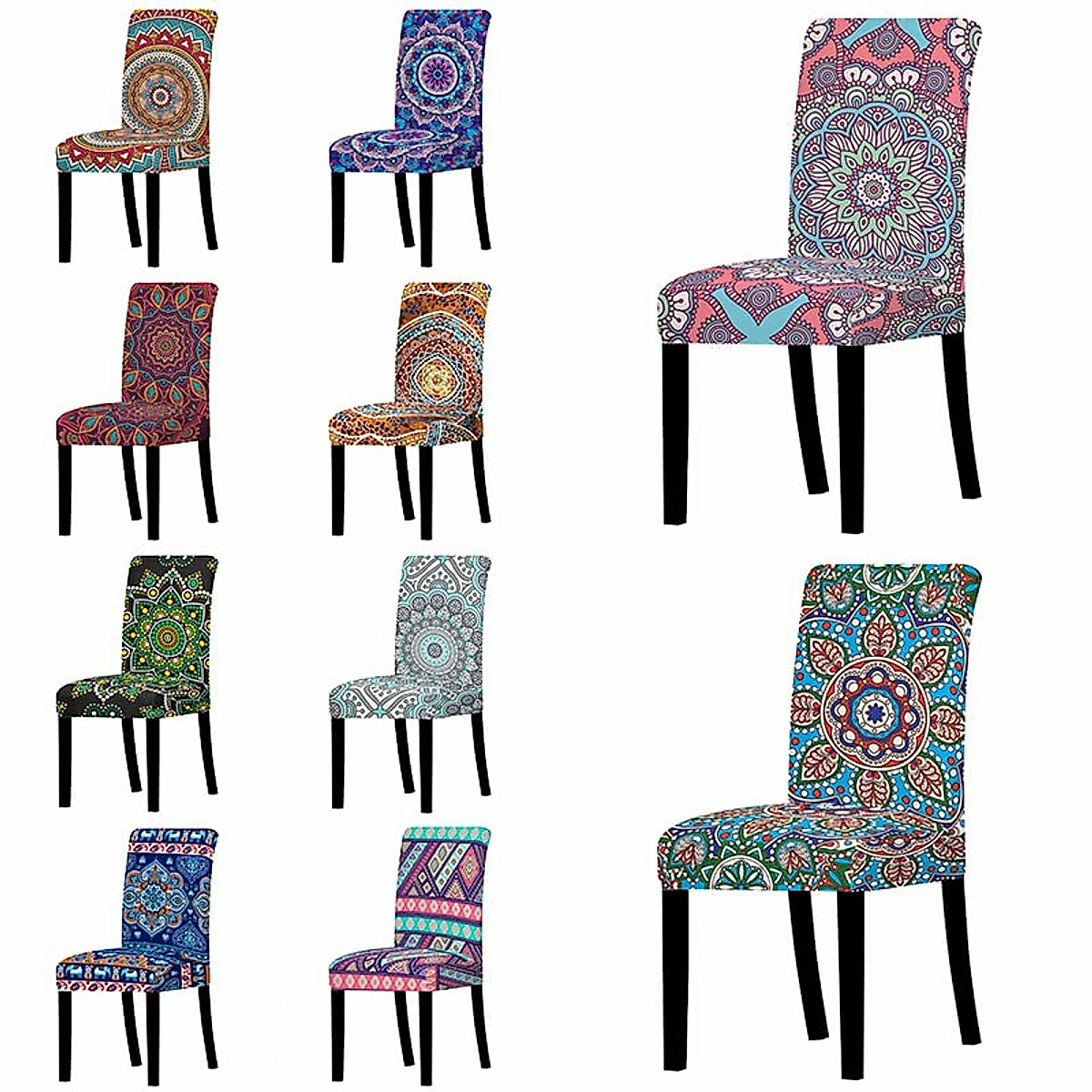 Abstract Universal High Elastic Chair Cover Dining Room Kitchen Office Wedding Home Banquet Cover AD8 4PCS