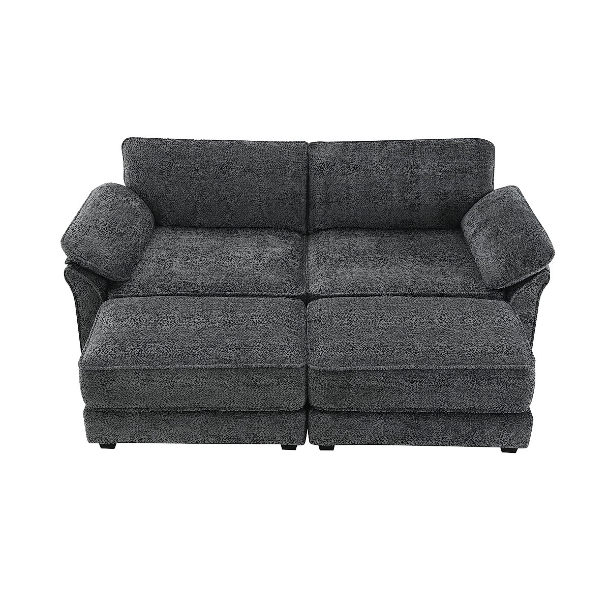 81" Sectional Sofa, Free Combination Modular Convertible Sectional Sofa Bed Set, 4 Seat Upholstered Sleeper Corner Couch, Deep-Seat Loveseat with Ottoman for Living Room, Office, Apartment (Gray)