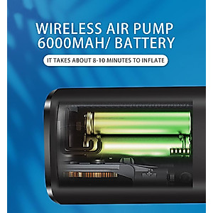 ADVENTURE-AIR Portable Air Compressor, Tire Inflator, Compact Air Pump - Electric Tire Pump for Car, Motorcycle, Bike, Ball - Digital Pressure Gauge, Cordless, Automatic, Rechargeable Battery Powered