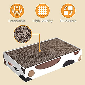 ComSaf Durable Cat Scratcher Cardboard Refill, Cat Scratch Pad, 3 in 1 Recyclable Corrugated Scratcher, Reversible Scratch Box, Scratcher Lounge for Furniture Protection, Cat Training Toy