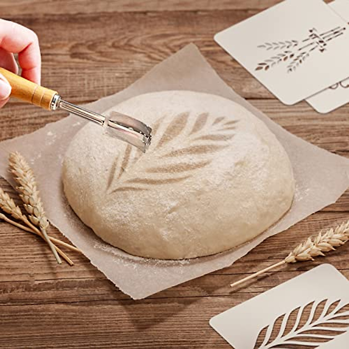 Sourdough Bread Baking Supplies CODOGOY 10 inch Oval & 9 inch Round Banneton Bread Proofing Basket Set Include Food Thermometer