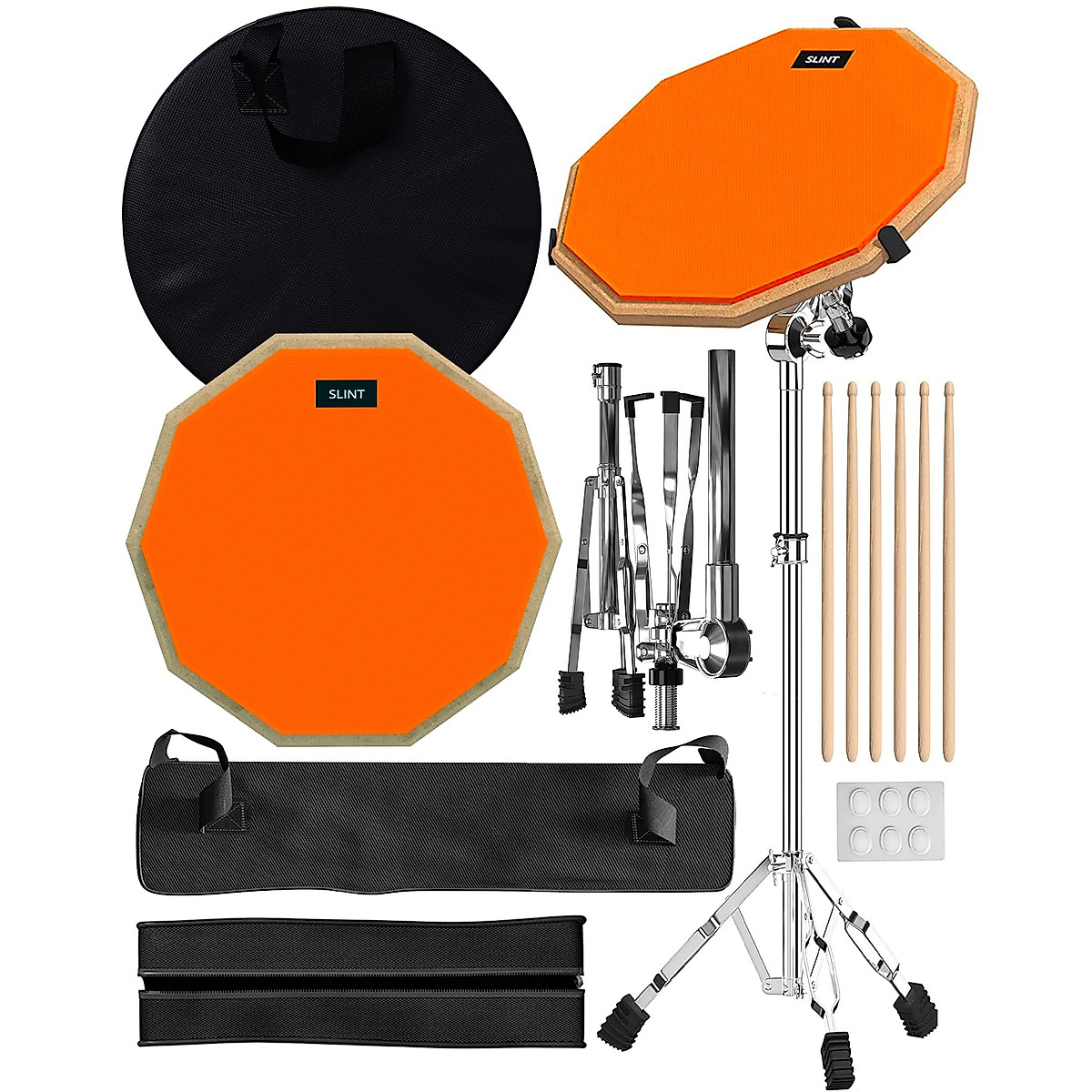 SLINT Drum Practice Pad, 12" Drum Pad 2 Surfaces - Double-Sided Practice Drum Pad Set, Practice Pad for Drumming - Snare Drum Practice Pad - Drum Pad For Kids (Full Drum Pad Kit with 4" Snare Drum)