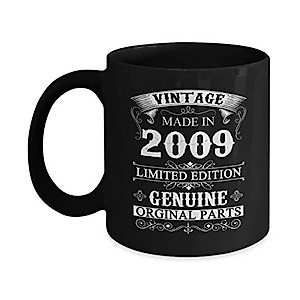 Tesy Home 14th Birthday Ideas For Men Women Him Her | Gifts For 14 Years Old Bday Party For Mom Dad Boys Girls | 2009 Vintage Genuine Part D005 | 11oz Black Coffee Mug D5-2009