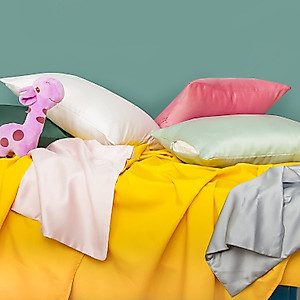 NTBAY 2 Pack Cotton 13" x18" Pillows with Toddler Satin Pillowcases, Soft Kids Crib Pillows for Sleeping with Zippered Baby Travel Pillow Cases in Daycare Preschool, White