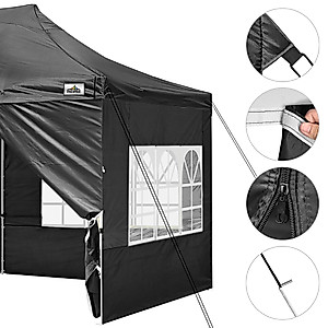 Instahibit 10x20 FT Pop Up Outdoor Canopy Wedding Party Tent Folding Enclosed Canopy with Sidewalls Carry Bag Black