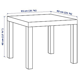 Ikea Lack Particle Board Wooden & Plastic Edging Side Table, black-brown55x55 cm (21 5/8x21 5/8") Pack of (1)