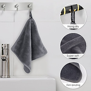 KinHwa Reusable Face Cloths Soft Makeup Remover Cloth Microfiber Washcloths Facial Cleaning for Women (8inch x 8inch 6Pack, 3GERY+3WHITE)