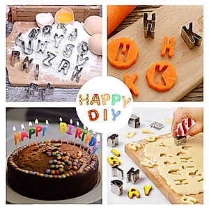SITAKE 37 Pcs Mini Alphabet and Number Cookie Cutters Set With Storage Case, Stainless Steel Small Mold Tools for Fondant Biscuit, Cake, Fruit, Vegetables, Dough