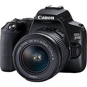 Camera Bundle for Canon EOS 250D (SL3) DSLR Camera with EF-S 18-55mm f/3.5-5.6 III Lens Bundle, Accessories (Extra Battery, Digital Slave Flash, 128Gb Memory, 50" Tripod and More)