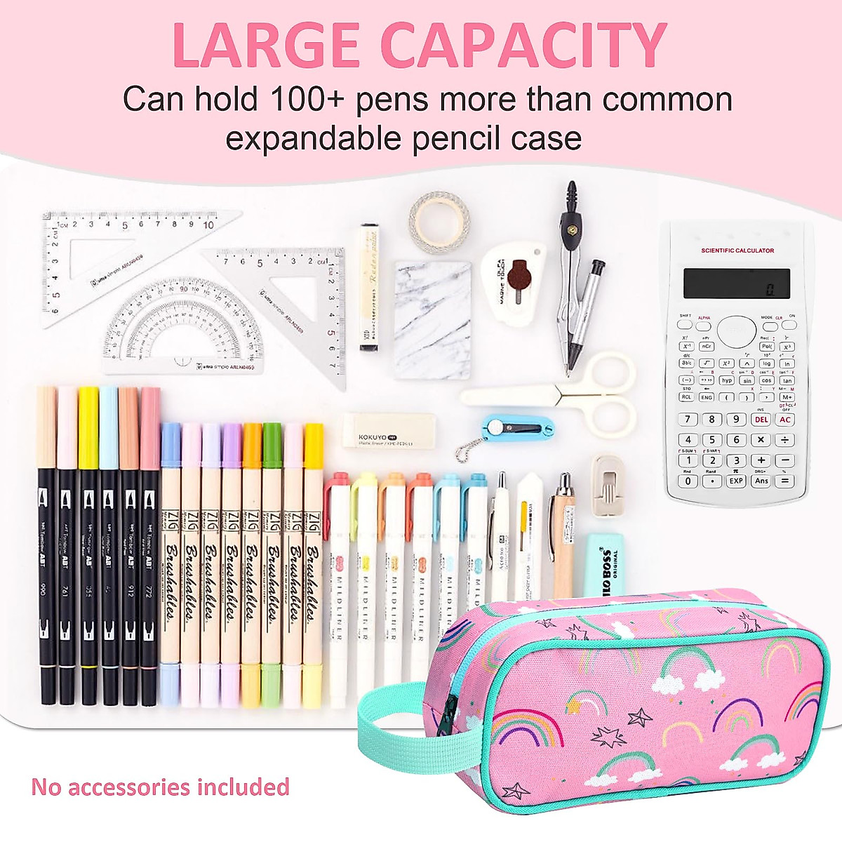 BETURETOP Cute Pencil Case for Girls, Pencil Case for Kids, Large Capacity Pencil Pouch Organizer for Student School Office Supplies, Kids Pen Holder Pencil Box with Zipper (Rainbow)