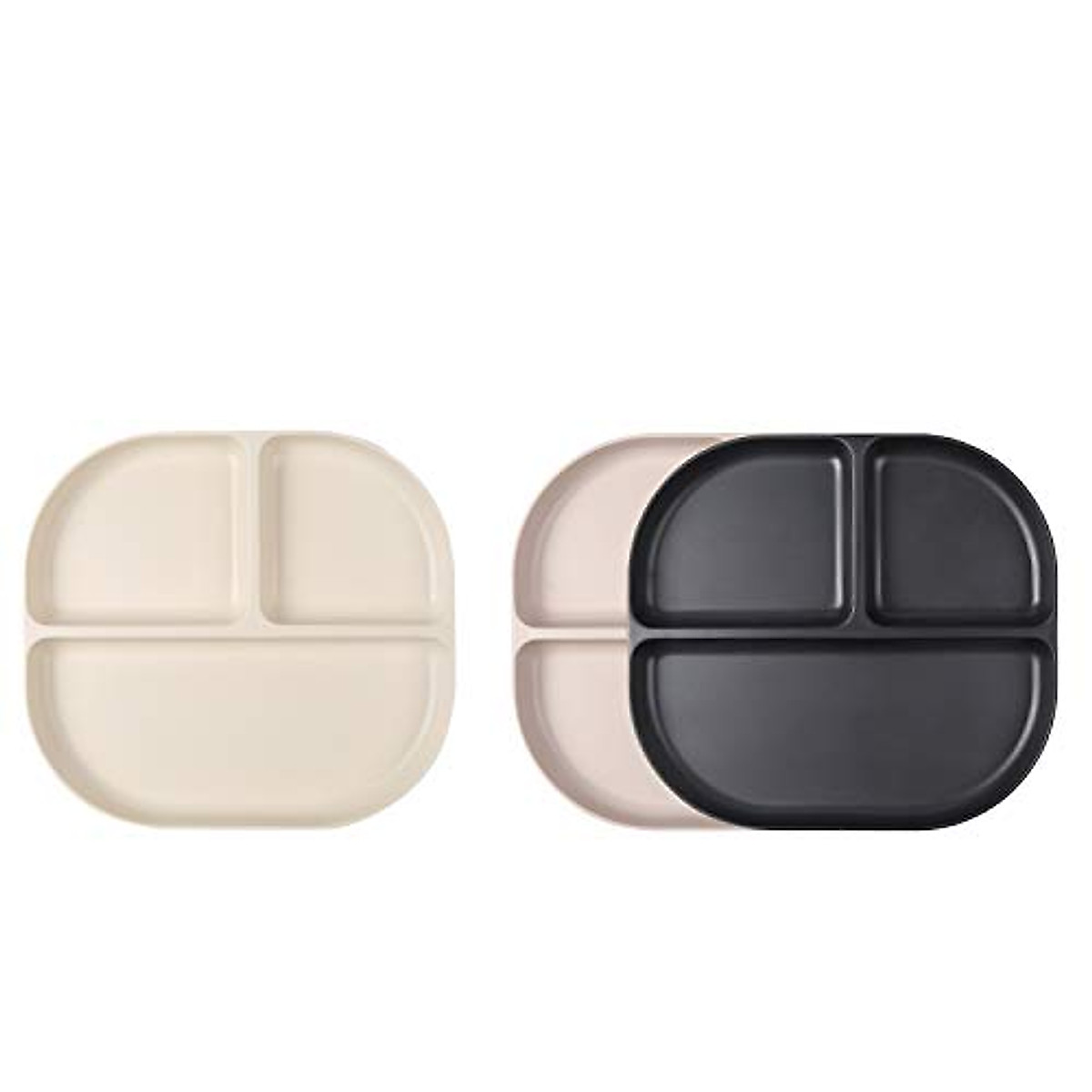 shopwithgreen Bamboo Kids Divided Plates Set, 3 Pack Reusable Toddler Compartment Plates, Baby Dishes tableware, BPA free, Dishwasher Safe, Healthy Dinner Plates