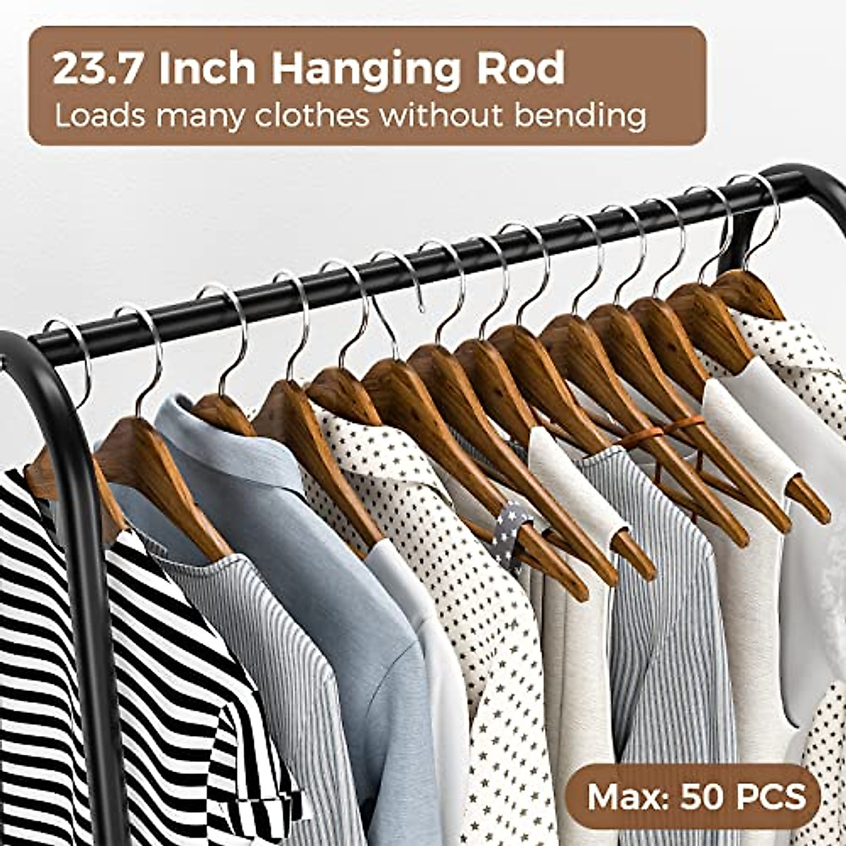 JEROAL Clothing Garment Rack, Coat Organizer Storage Shelving Unit, Entryway Storage Shelf with 2-Tier Metal Shelf, Black