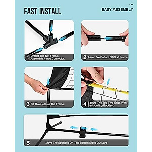 Brenchy Pickleball Set for Home Driveway - Includes 17ft Net, 4 Paddles, 4 Balls, 4 Cooling Towels, 1 Scoreboard, 1 Court Marker, 1 Tape Measure