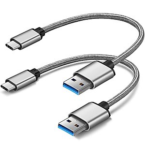 Short USB C Cable 1ft, BEST4ONE USB3.0 to Type C Cable Nylon Braided Fast Charger Cord for Samsung Galaxy S20/S10 S9/S8 Plus Note 8/9/10, LG G6 G5 V20 V30, Google Pixel 2/3, Moto Z/Z2 Force [2-Pack]