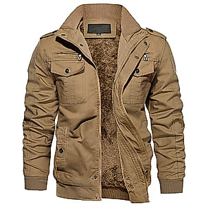 EKLENTSON Mens Winter Jackets Motorcycle Jacket Flying Jacket Winter Coat Men Windbreaker Thick Fleece Lined Jacket Men