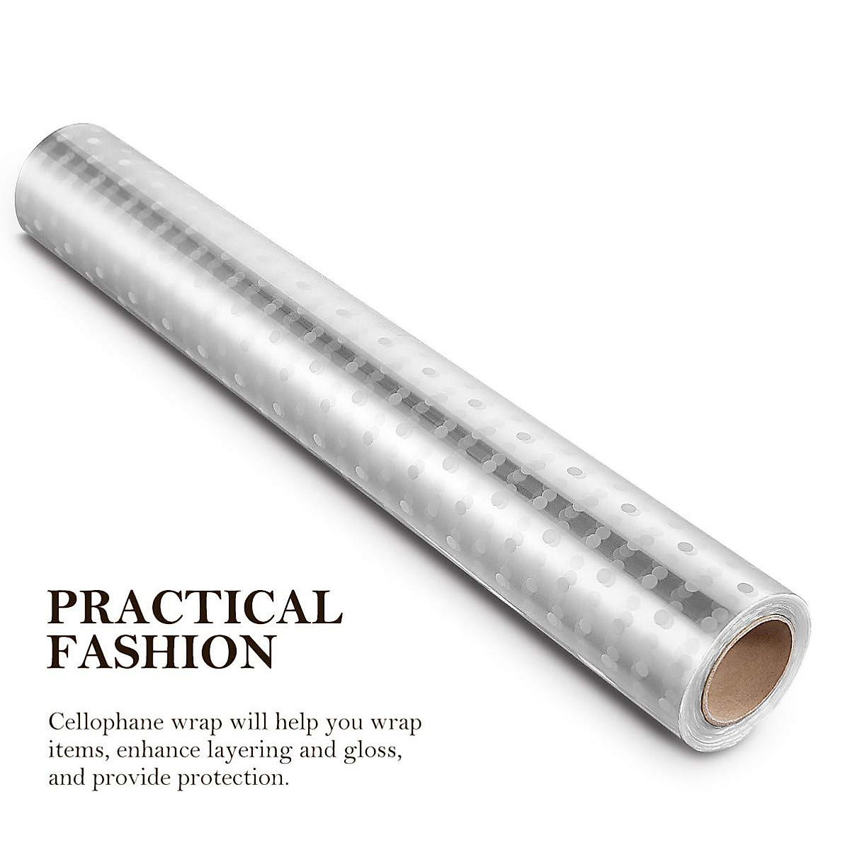 NUOBESTY Cellophane Wrap Roll Clear White Dot Pattern Florist Paper Wrapper Gift Wrappings Packing Paper for Flowers Craft Basket Bouquet Food